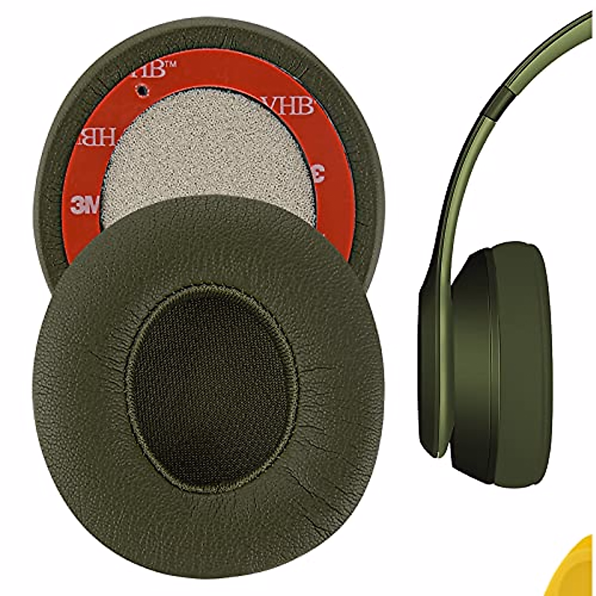 Geekria QuickFit Replacement Ear Pads for Beats Solo3, Solo 3.0 Wireless (A1796) Headphones Earpads, Headset Ear Cushion Repair Parts (Green)