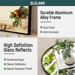 GLSLAND 26x38 inch Arch Bathroom Mirror - Arched Bathroom Mirror/Wall Mounted Vanity Mirror - Arch Metal Frame Wall Mirror for Bathroom Bedroom Living Room, Black