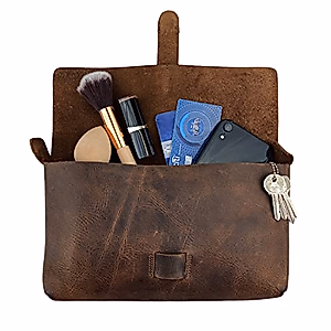 Hide & Drink, Leather Clutch Bag/Handbag/Accessory Organizer/Phone Bag/Case, Handmade Includes 101 Year Warranty :: Bourbon Brown