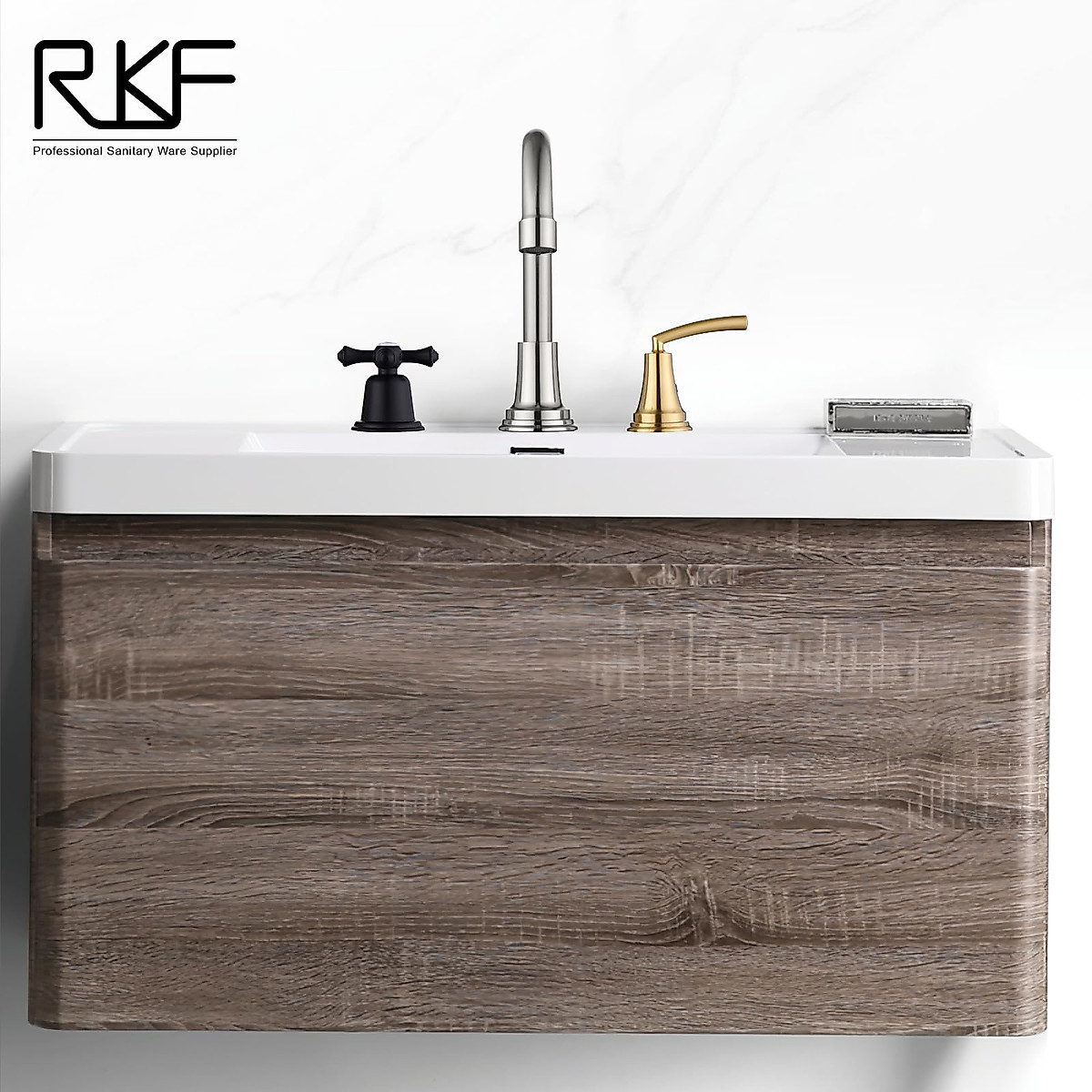 RKF Faucet- Replacement Lever Handles with Valve Faucet Accessory Faucet Parts Faucet Kit Brushed Gold B023