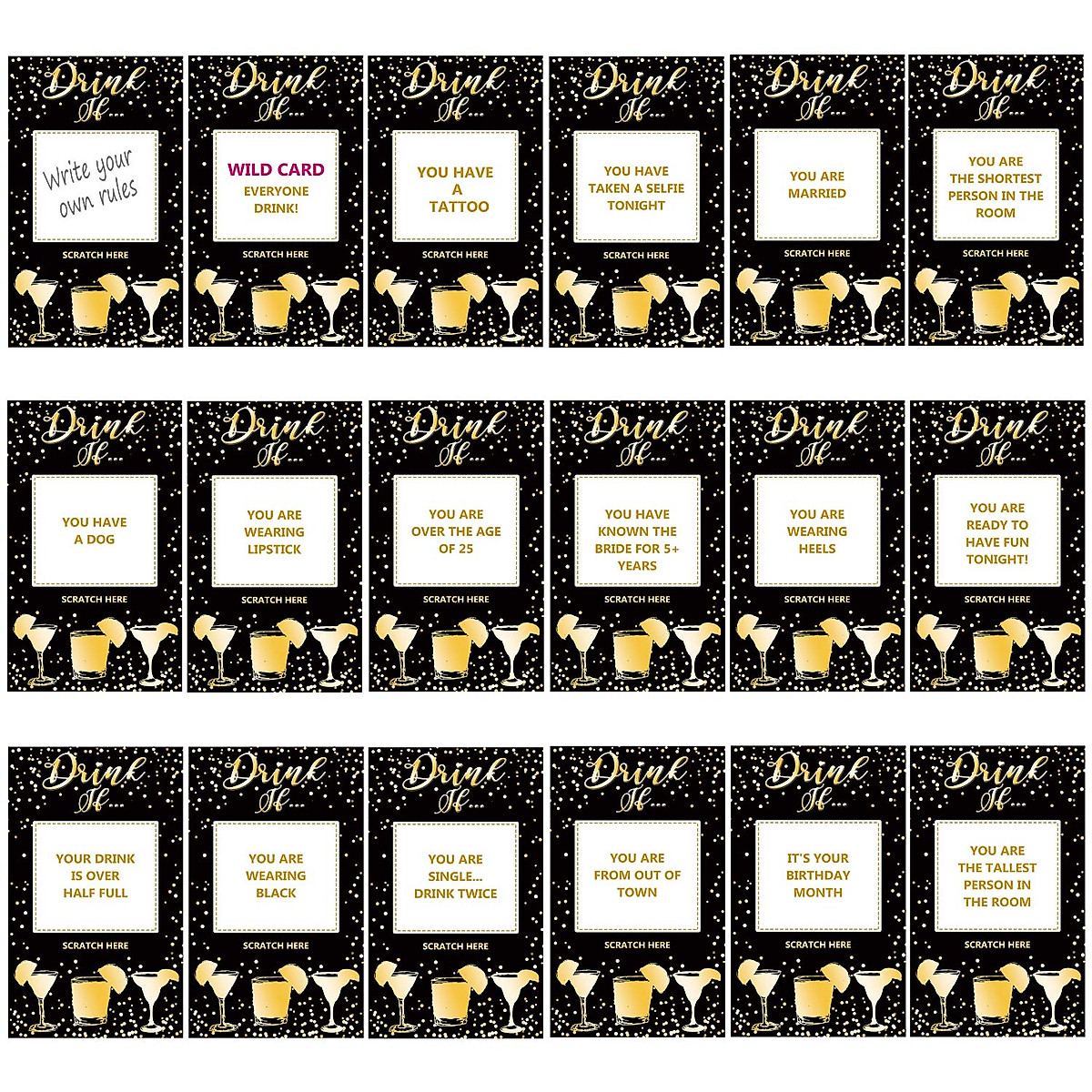 Bachelorette Party Drinking Games - Drink If Games Scratch off Cards - Perfect for Girls Night Out Activity,Bridal Showers,Bridal Parties,Wedding Showers,Engagement and Birthday Party - 40 sheets