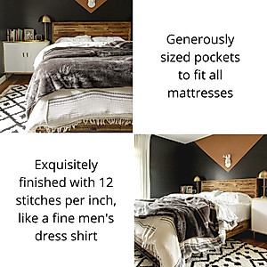 THOMAS LEE Queen Size Percale Cotton Sheet Set | White | 500 Thread-Count | US-Grown Supima Cotton Sheets