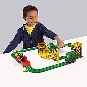 John Deere Tomy Big Loader Motorized Toy Train Set with Tractor & Magical Farm for Kids Fun Playtime, Multi