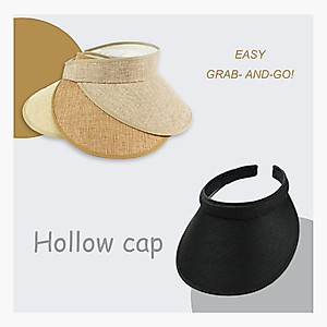 jecvxor Cloth Covered Slip-On Visor for Women, Adjustable Cap Sports Sun Visors for Men, Women's Clip On Golf/Tennis/Running Visor Hat (Black)