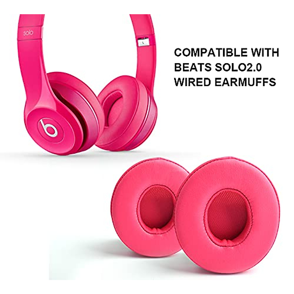 Solo2.0 Professional Soft Ear Pads Cushions Replacement Earpads Compatible with Beats Solo 2 SOLO2.0 Wired On-Ear Headphones(Pink)