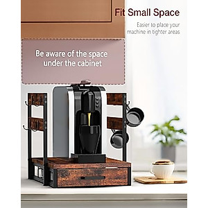Evermagin K Cup Holder Drawer - Coffee Pod Organizer for Counter, Sturdy K-Cup Storage Drawer with Mug Rack, Coffee Maker Stand, 35 Pods Capacity, Rustic Brown