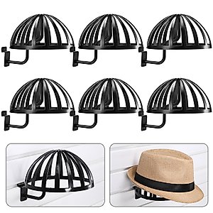 Suzile 6 Pcs Hat Stand for Slatwall Displayer Plastic Hat Rack Wall Mount Wig Rack Stand Holder for Wig Home Display Multiple Hat Retail(Black)