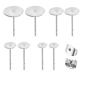 DIYEAR 316L Stainless Steel Earring Posts, 510pcs 4/5/6/8mm Blanks Hypoallergenic Earring Studs with Earring Backs for Jewelry Making Supplies Earring findings