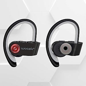 True Wireless Earbuds, Woozik Relay Wireless Headphones, Waterproof Sport TWS Headset, Stereo Earphones with Microphone, Long Playtime for Gym Running and Workouts for iOS Android