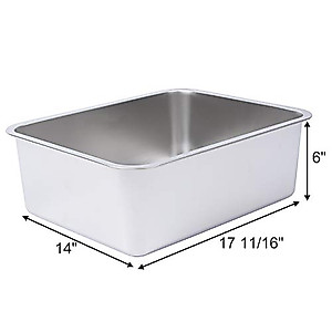Dimaka Stainless Steel Litter Box for Cat and Kitten, 6 inch Side Height, Non Stick Smooth Surface Metal Pan, Easy to Clean, Non Odor and Rust Proof, Safe and Hard (17.5" X 14")