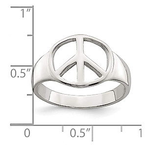 Sterling Silver Peace Sign Ring QQR2653-7