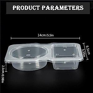 Double Compartment Condiment Container, 4.4oz Double Snack Containers With Lids, Portable Reusable Sauce Container, for to go Sauce, Sampling, Travel Snack (20PCS)