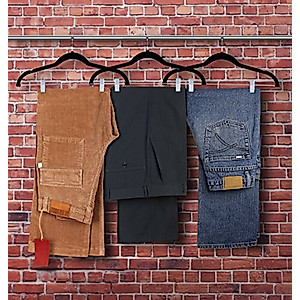 Zoyer Velvet Skirt Hangers (12 Pack, Black)- Non Slip Velvet Pants Hangers with Metal Clips, 360° Swivel Hook, Durable Thin Coat Hangers- Space Saving Velvet Dresses Hangers, Shirt & Clothes Hanger.