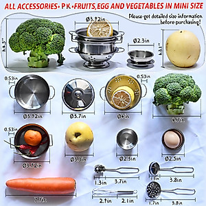 Rupnoflbui Kids Pretend Play Kitchen Toys,Mini Cooking Toys Set Play Kitchen Accessories with Stainless Steel Pots and Pans Set,Pretend Play Food Cooking Utensils Cookware for Girls Boys.11Pcs