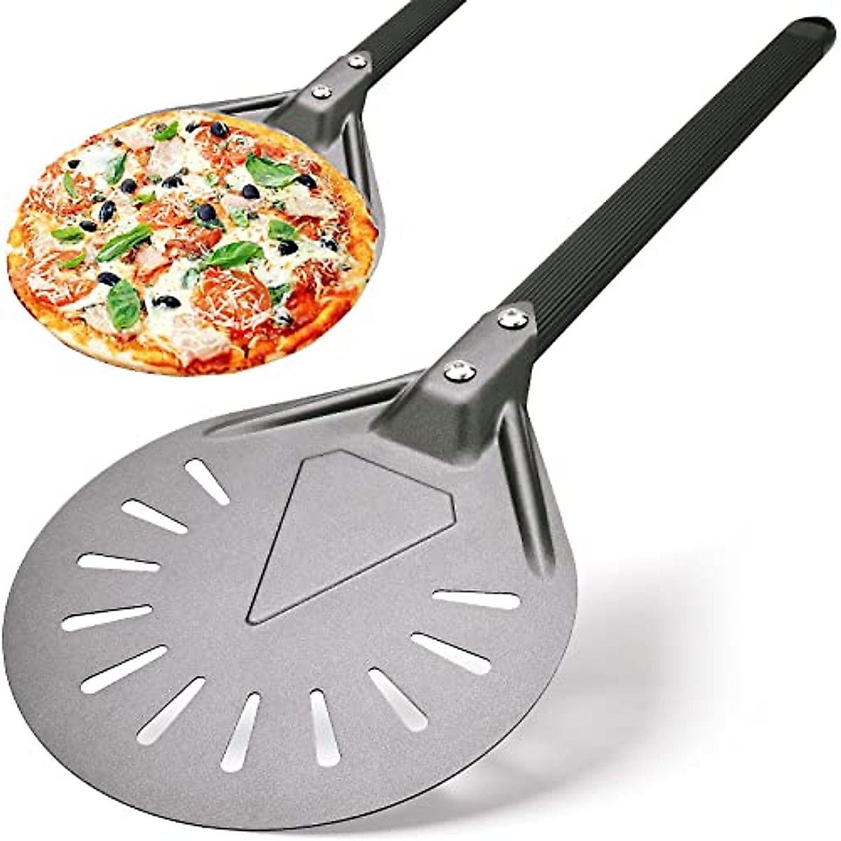 RTT Turning Pizza Peel with 8" Aluminum Round Pizza Paddle,23.6" Overall,Outdoor Pizza Oven Accessories
