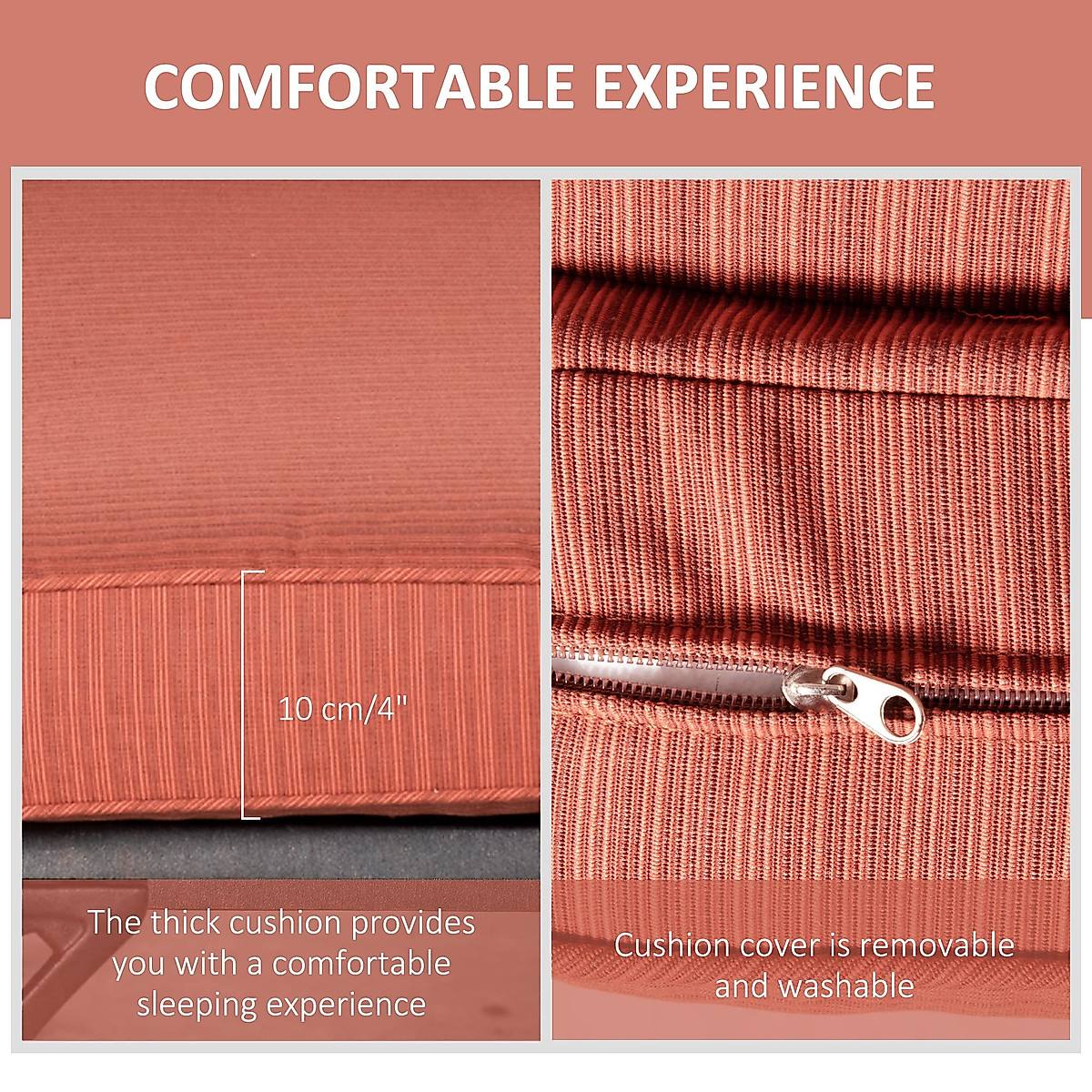 Outsunny Aluminum Adjustable Chaise Lounge Chair, Folding 4-Position Patio Recliner, Wheels, Armrests, Side Table, Cushion for Poolside, Backyard, Deck, Porch Garden, Red