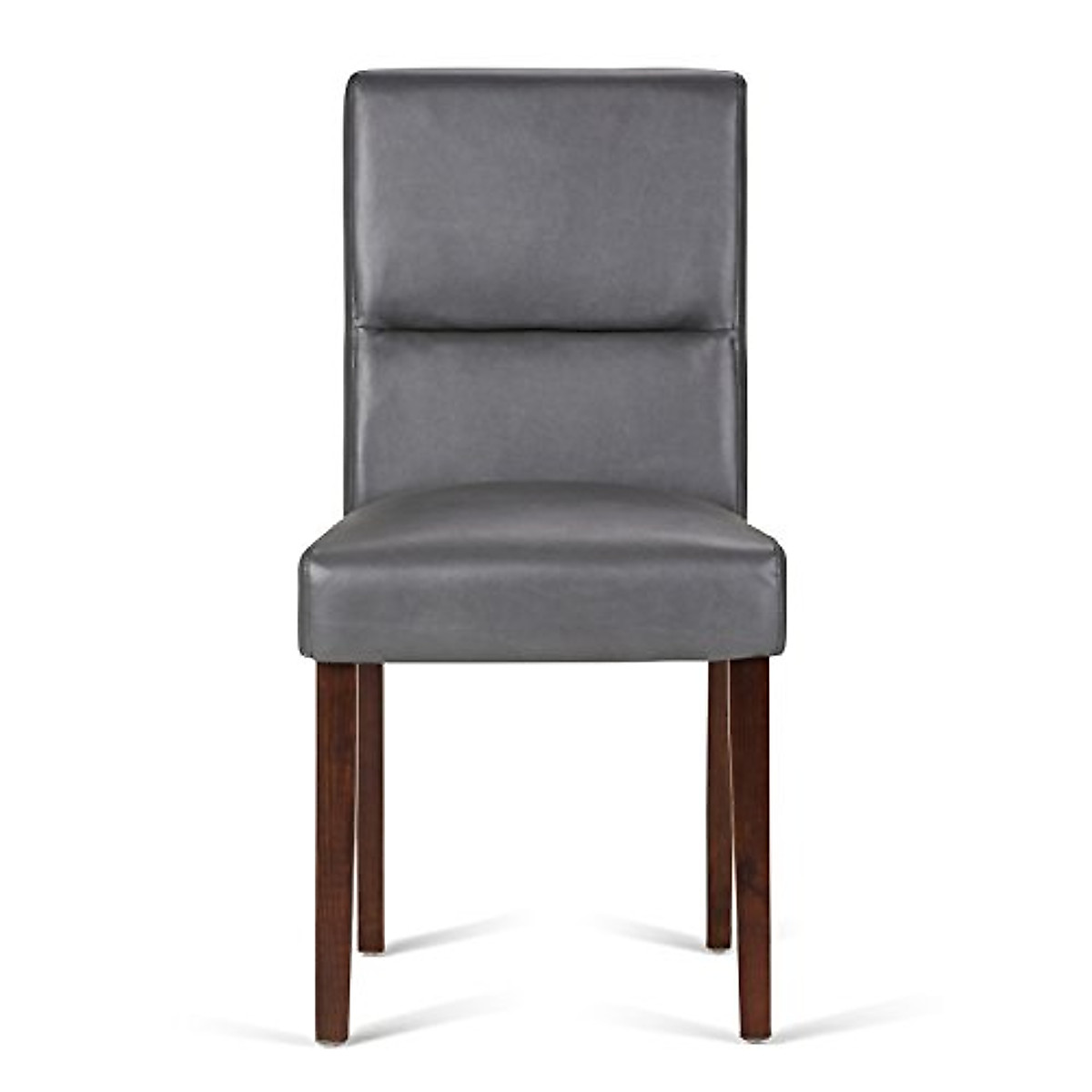 SIMPLIHOME Ashford 18 Inch Contemporary Parson Dining Chair (Set of 2) in Stone Grey Vegan Faux Leather, For the Dining Room