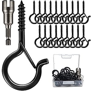 Zzbety 20 PCS Q-Hanger Screw Hooks with Safety Buckle Design Christmas Lights Hanger Hooks Outdoor Wire Fairy Lights and String Lights, Easy to Release, Include 1 Wing Nut Driver