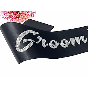 Ashaqshnglee Groom to Be Sash, Groom Sash Bachelor Party Funny Accessory for Future Groom Wedding Gift Idea from Bride to Be Black Silver
