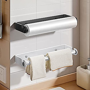 Lazysheep Paper Towel Holder Under Cabinet for Kitchen，Self Adhesive or Screw Mounting Paper Towel Holder，Wall Mount Paper Towel Holder Paper Roll Holder No Drilling Suitable for Kitchen Bathroom