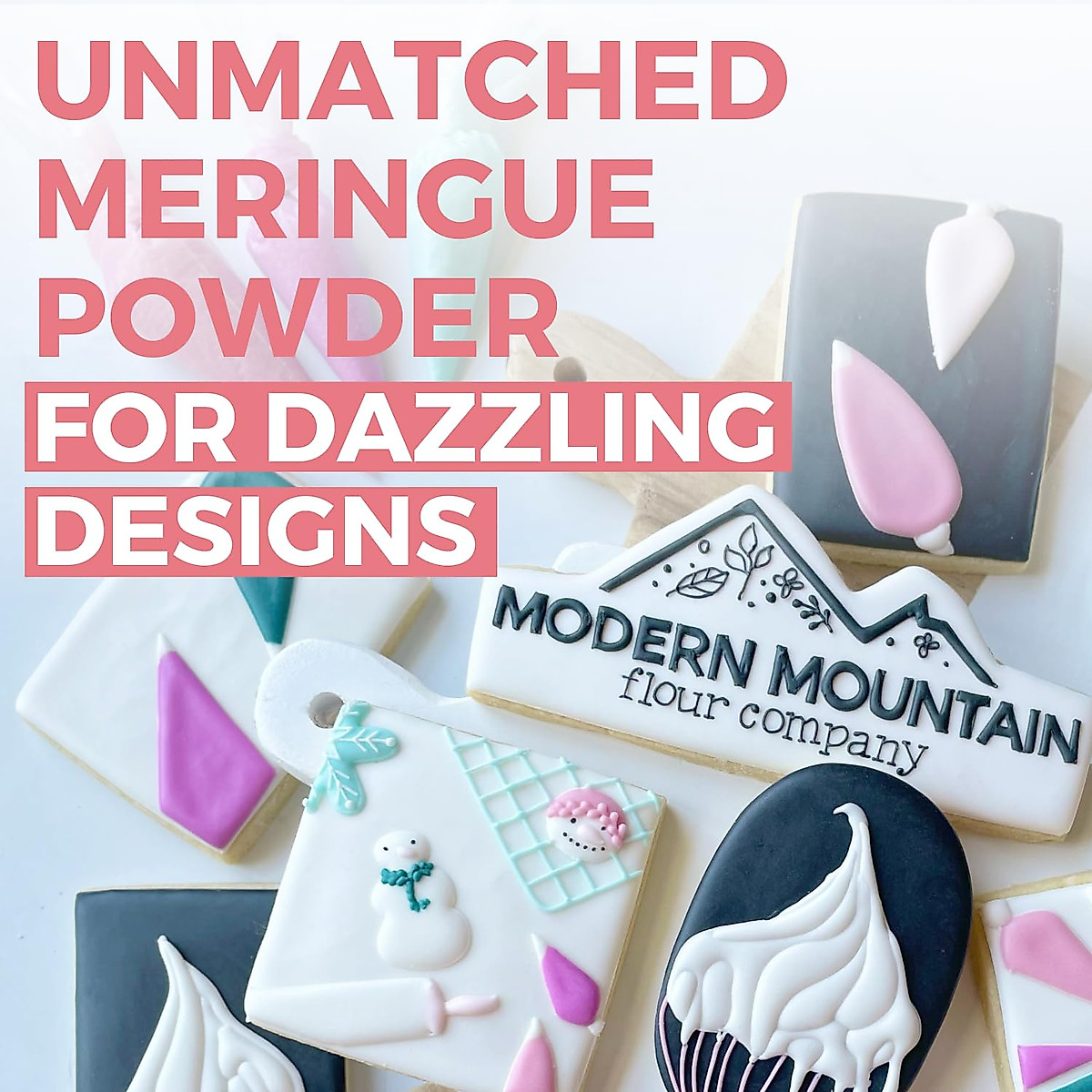 Meringue Powder (1 lb) For Royal Icing, Meringue Cookies, & Meringue for Pies - Perfect for Cookie Decorating - Create Incredible Royal Icing or Frosting for Sugar Cookies - Complete Mix - Non-GMO