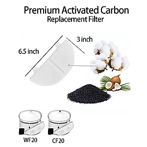 Pet Fountain Filter Replacement for WF20/CF20 Wireless Pumps Cat Water Fountain, Triple Action Pet Fountain Replacement Filters, Cat Water Fountain Filter 6 Pcs and Water Pump Filters Sponges