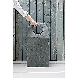 Brabantia - Laundry Bag Rectangular - Space Efficient - Large Volume - Quick-Drop Opening - Laundry Basket - with Hole - Bathroom - Stackable - Pepper Black - 14.5 Gal