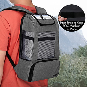 CURMIO Portable Oxygen Concentrator Backpack, POC Carrying Bag Compatible with Inogen, OxyGo and Caire Units, Bag Only, Gray (Patented Design)