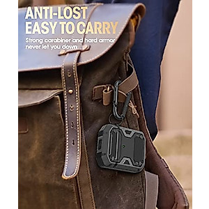 Koaichi Compatible with AirPods Case, Full-Body Rugged Hard Shell Protective Case Cover with Keychain Designed for AirPods 1st & 2nd, Black