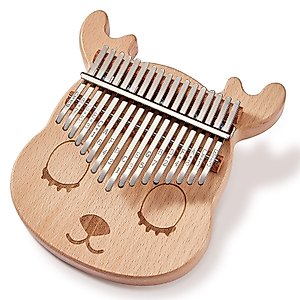 Byla Kalimba 17 Keys Solid Wood Mahogany Portable Thumb piano Finger piano Cartoons Cute Mbira Calimba Marimba Musical Instruments Adults,Child and Beginners