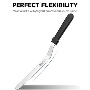 Anaeat Icing Spatulas, Set of 3 Professional Cake Angled Offset Spatula with 6", 8", 10" Stainless Steel Blades - Thickened Frosting Knife with Plastic Handle for Cake Decorating, Pastry & Baking