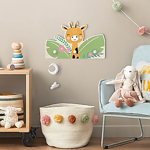 Bilderwelten Children's coat rack - Baby Giraffe In The Jungle, Dimension HxW: 9.84x15.74 in.
