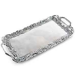 Arthur Court Designs Metal Aluminum Grape Decorative Serve Ware Serving Tray / Platter 21 inch x 10 inch