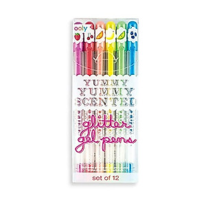 OOLY, Yummy Yummy Scented Glitter Gel Pens, Set of 12, For Note Taking, Scrapbooking, Journaling. Colorful Art Supplies Cute School Supplies for Kids or Teens, Multicolor Drawing Pens
