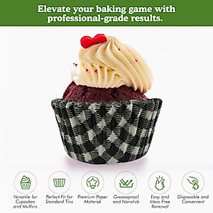 Regency Wraps Greaseproof Professional Grade Standard Baking Cups, Pack of 40, Black Gingham