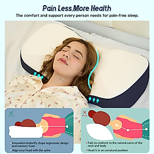 Pain Relief Cervical Pillow for Neck and Shoulder Support, Contour Memory Foam Pillows for Sleeping, Ergonomic Orthopedic Sleeping Neck Contoured Support Pillow for Side, Back and Stomach Sleepers