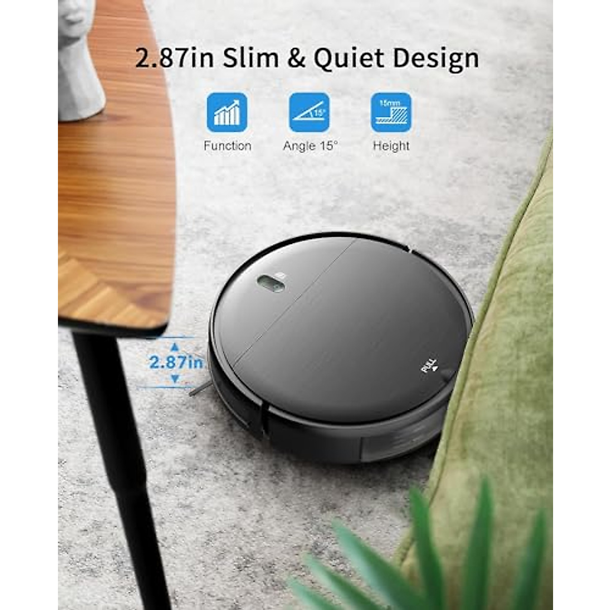 Robot Vacuum and Mop Combo, 2 in 1 Mopping Robot Vacuum Cleaner with Schedule, Wi-Fi/App, 1400Pa Max Suction, Self-Charging Robotic Vacuum, Slim, Ideal for Hard Floor, Pet Hair, Low-Pile Carpet