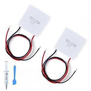 2 Packs TEC1-12706 semiconductor Refrigeration thermoelectric Generator Peltier Cooler Module Kit 40x40x3.7mm(with Thermal Paste>3.17M/K 5g)