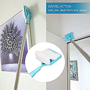 Baseboard Cleaner Tool with Handle 5 Reusable Cleaning Pads by No-Bending Mop Baseboard Cleaner Tool Long Handle Baseboard Cleaner tool for cleaning skirting boards and moldings,Baseboard Mop