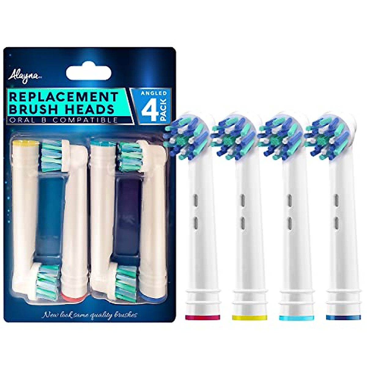 Replacement Brush Heads for Oral B- Pack of 4 Cross Generic Electric Toothbrush Heads for Oralb Braun- Crossact Toothbrushes Compatible with Most Oral-B Bases- Quality Action Bristles