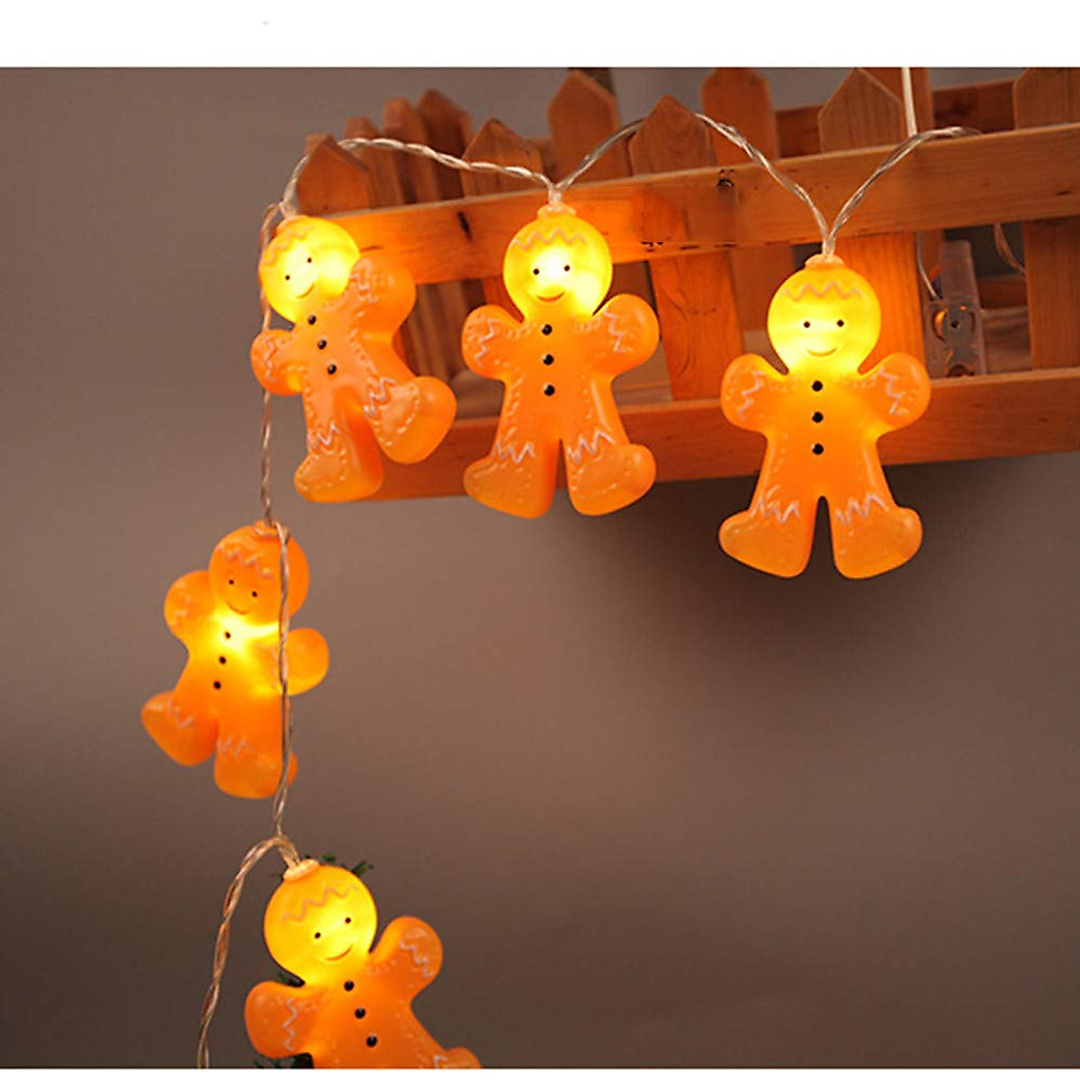 String Lights,Gocheaper Christmas Gingerbread Men String Lights 3D Gold Plastic 64 Inch Indoor Light Party Home Garden Bedroom Outdoor Indoor Wall Decorations (B)