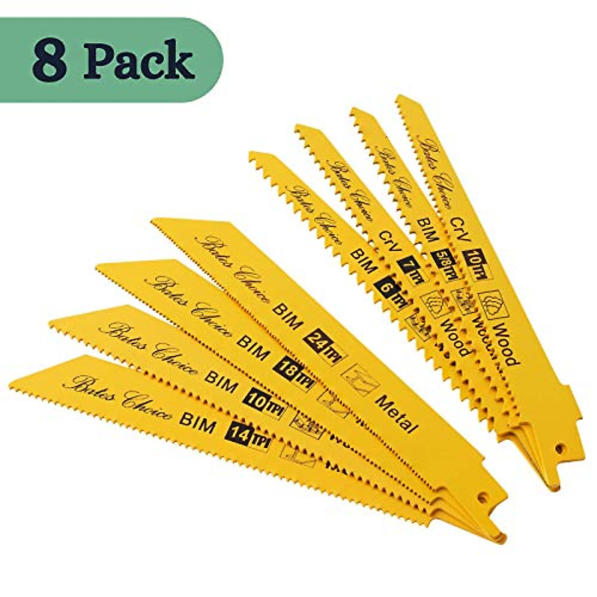 Bates- Reciprocating Saw Blades, Saw Blades, 8 Pack, Saw Blade Set, Saw Blades Metal, Saw Blades Wood, Metal Saw Blades, Reciprocating Saw Blades Metal, Reciprocating Saw Blades Wood, Sawsall