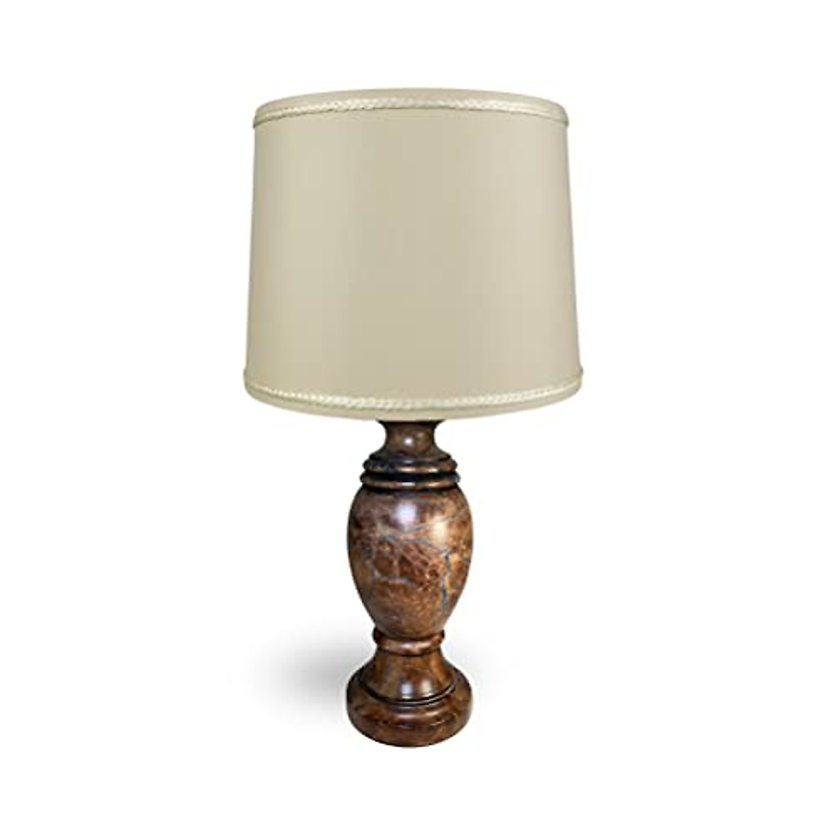 Royal Designs, Inc. Mini Natural Stone Alabaster Lamp, Round Base with Drum Shade, LAL-5005CR-641UT-BG, Crackle