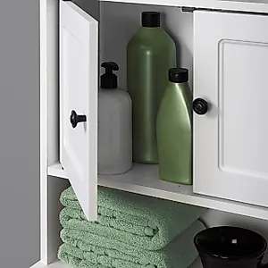 Zenna Home Bathroom Wall Cabinet, White with 2 Doors and 3 Adjustable Shelves, Ideal Medicine Cabinet or Over-the-Toilet Wall-Mounted Storage for Bathroom Essentials