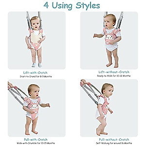 Ocanoiy Baby Walking Harness Handheld Baby Walker Assistant Belt Baby Head Protector Baby Helmet for Crawling Walking Baby Knee Pads