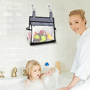 Linkidea 2 Pack Hanging Mesh Toddler Bath Toys Organizer, Kids Toddlers Bathroom Decor Bathtub Toy Holder, Large Capacity Multi Use Bathroom Shower Bathtub Toy Storage Hangs Bag