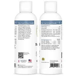Wholistic Pet Organics Flaxseed Oil: Organic Flaxseed Oil for Horses -Flax Oil Horse Supplement with Antioxidant Rich Rosemary and Omega 3, 6 Fatty Acids for Cardio, Immune, Skin and Coat Health-16 Oz