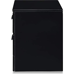 ClickDecor Hudson End Side Nightstand with 2 Drawers, Wooden Accent Table for Bedroom with Matte Chrome Handle, Black