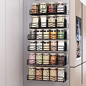 KAFAHOM Magnetic Spice Rack, 6 Pack Strong Magnetic Shelf for Refrigerator,Fridge Magnet Organizer, Fridge Spice Storage, Magnetic Basket, Kitchen Storage Rack for Seasoning Bottles