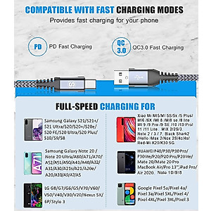 sweguard USB C Cable 3.1A Fast Charging [3Pack,10ft+6.6ft+3.3ft], USB-A to USB-C Charger Nylon Braided Cord for Samsung Galaxy S21 S20 S10 S9 S8 Plus/FE Note 20 10 9 8 7, A71 A51 A32,LG,Moto,PS5-Grey